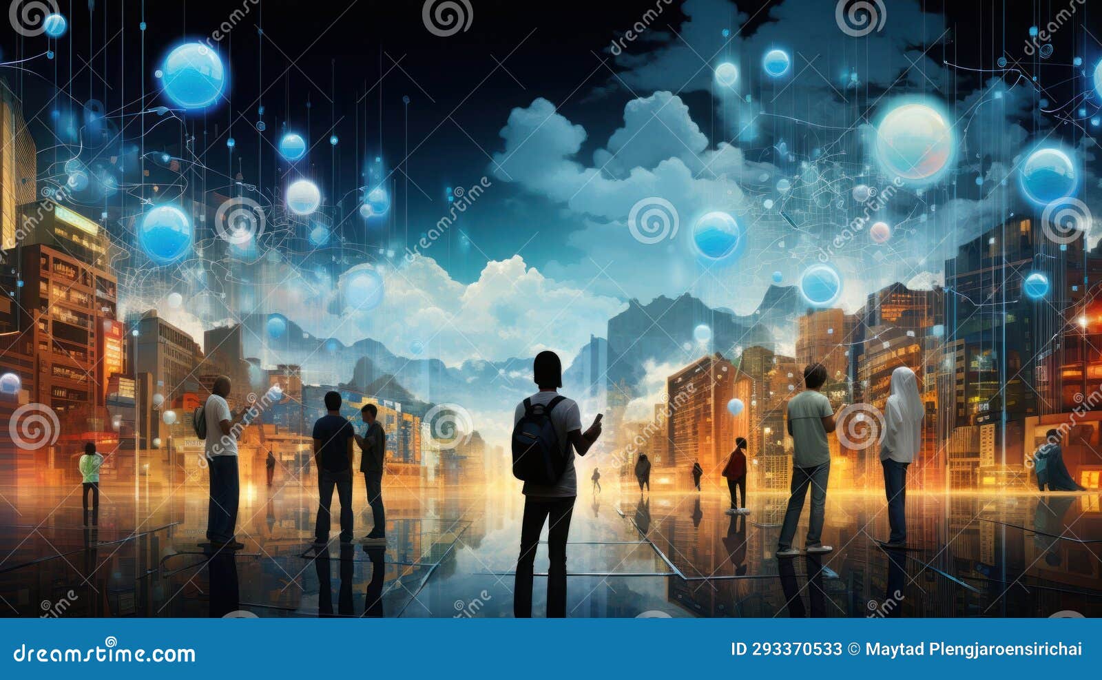 Cityscape Symphony Bridging the Digital Divide. Generative AI Stock ...