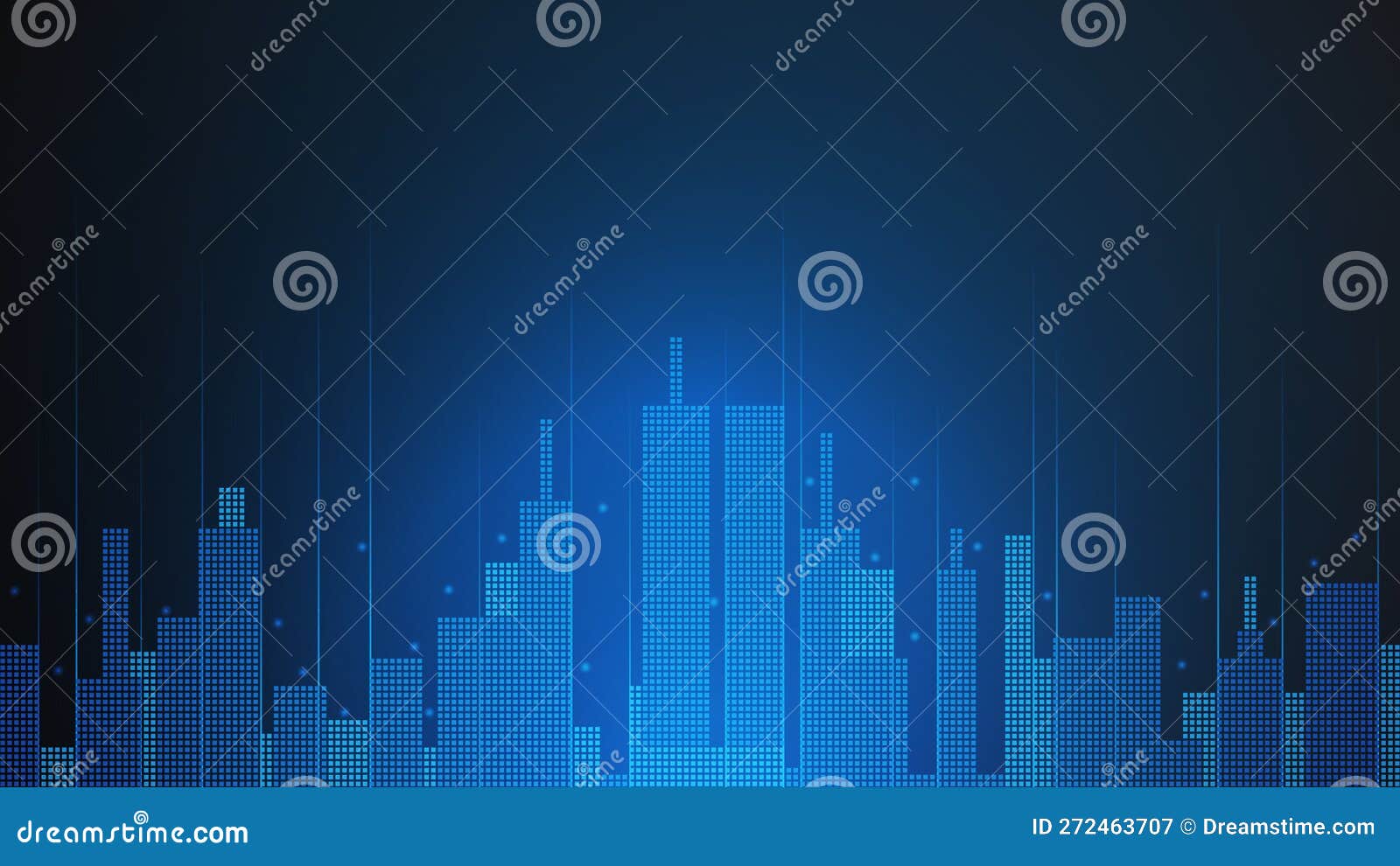 Cityscape Technology Background Concept. City Space Bright Glowing Neon ...
