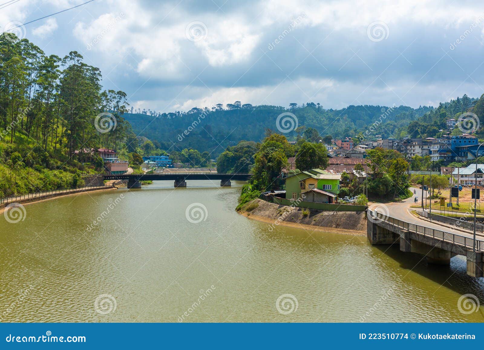 Cityscape on a Tropical Island. City among Greenery Stock Photo - Image ...
