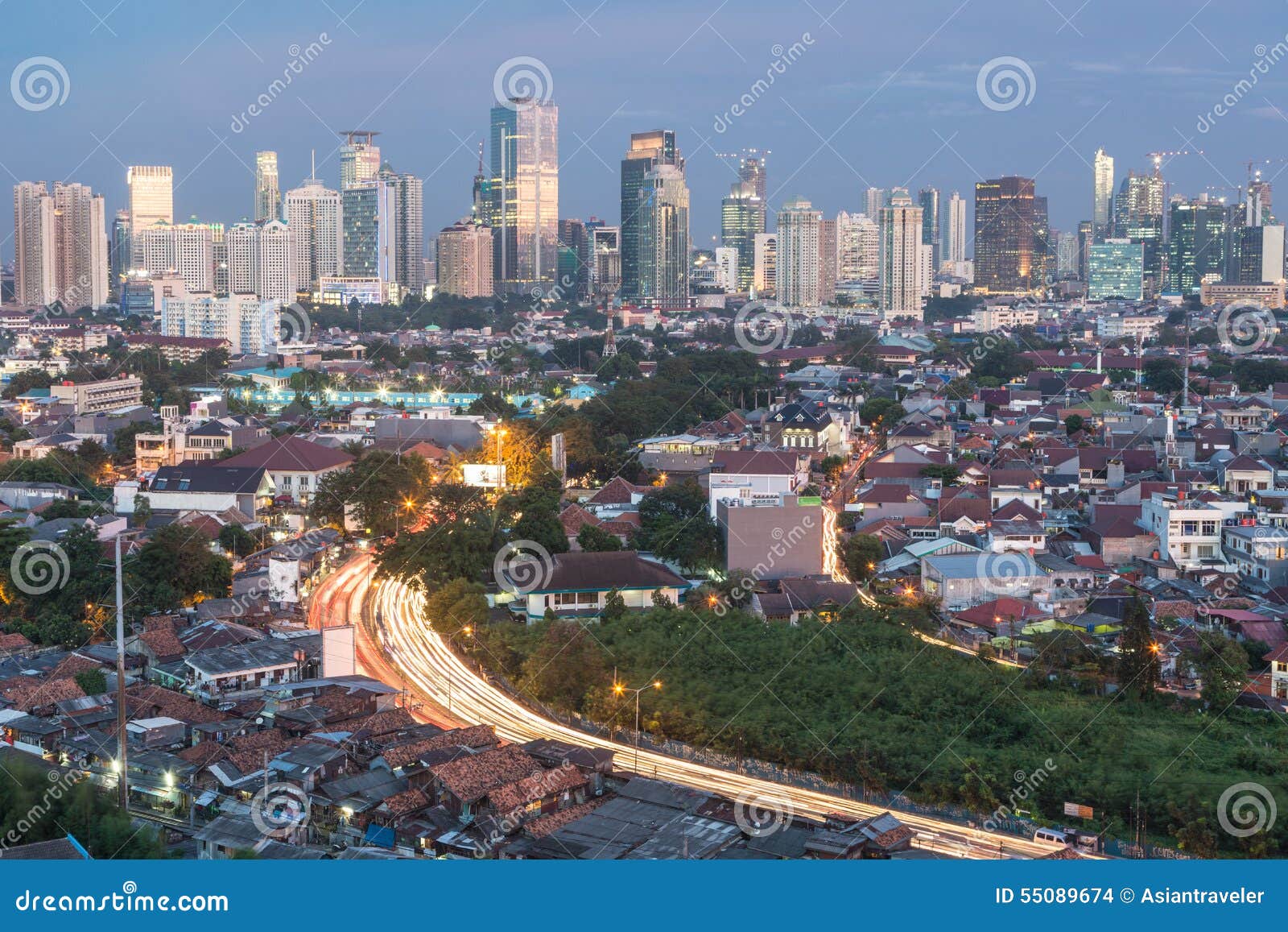 Cityscape van Djakarta stock foto. Image of dageraad - 55089674