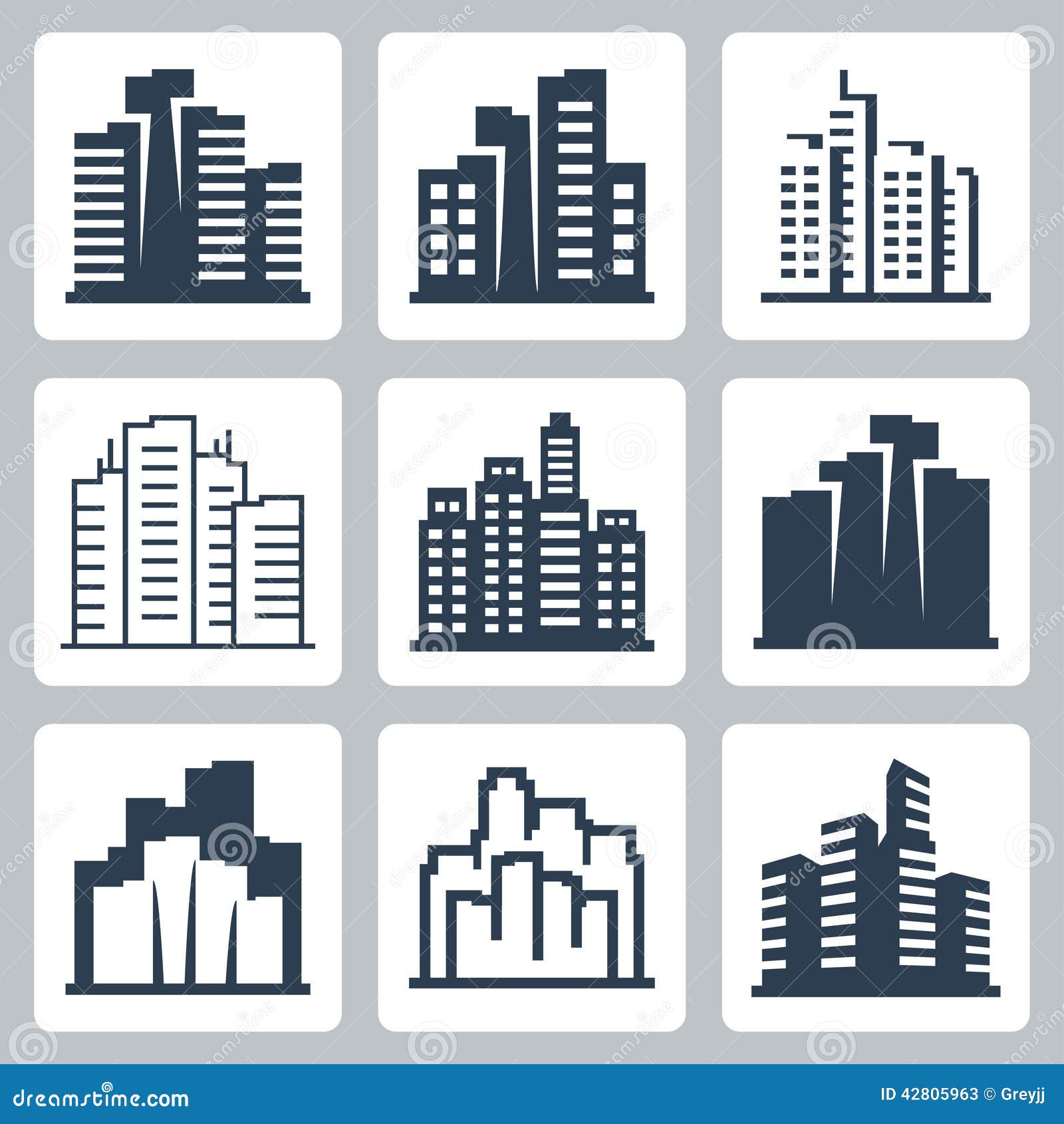 Cityscape vector icons stock vector. Illustration of modern - 42805963
