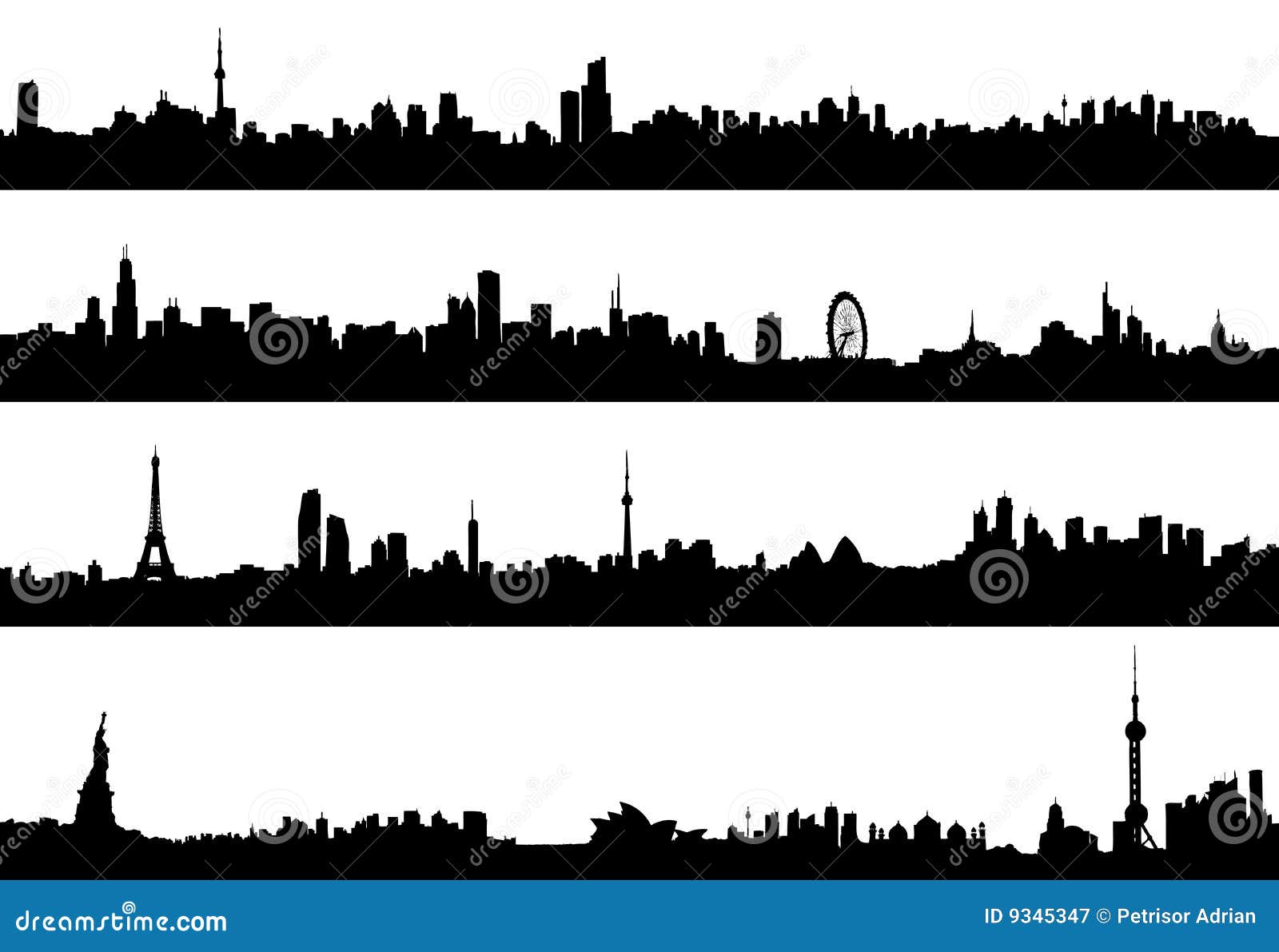 Cityscape Vector Panorama Architecture Silhouette Stock Vector ...