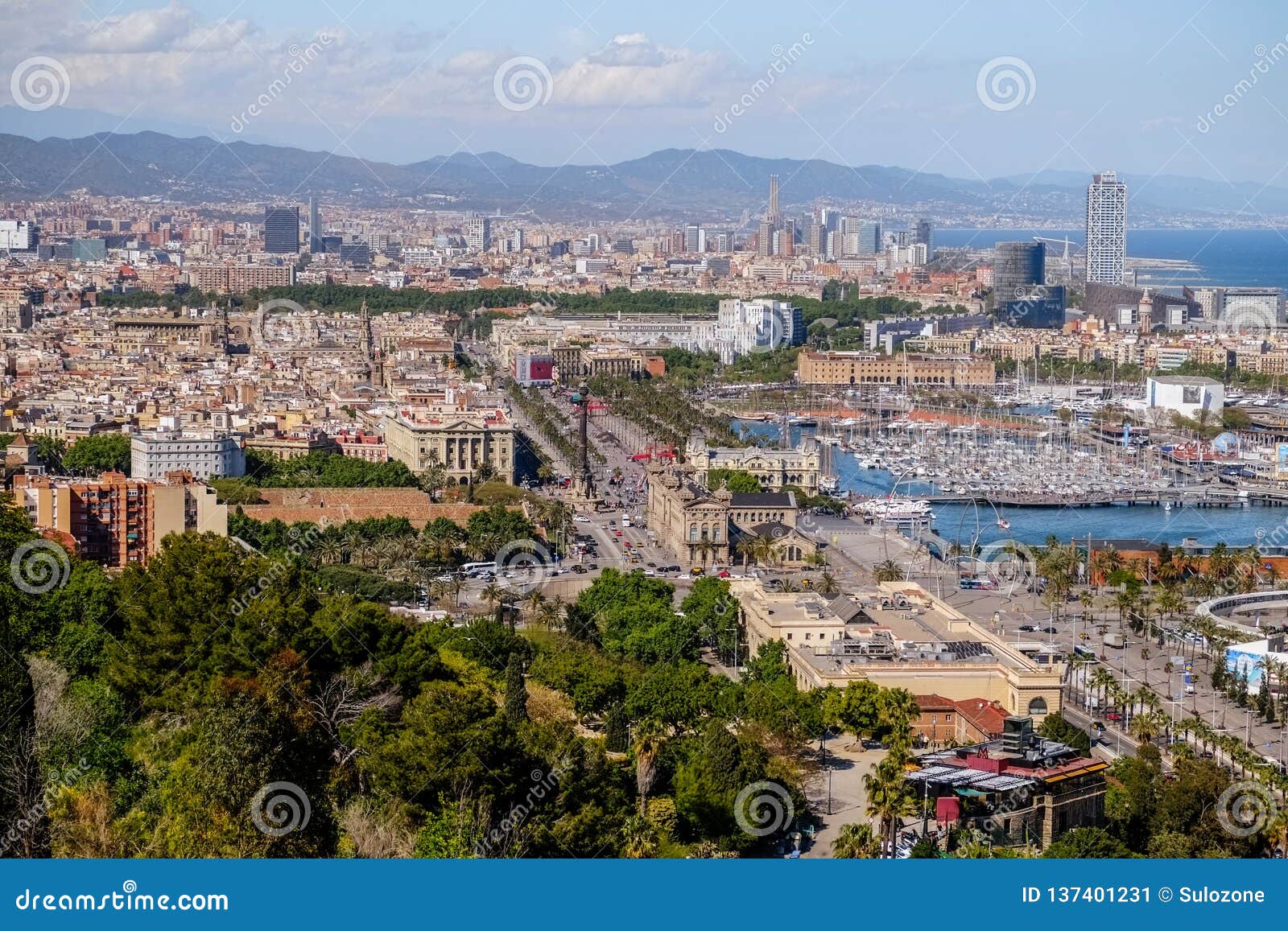 Cityscape View of Barcelona City. Spain. Editorial Photo - Image of ...
