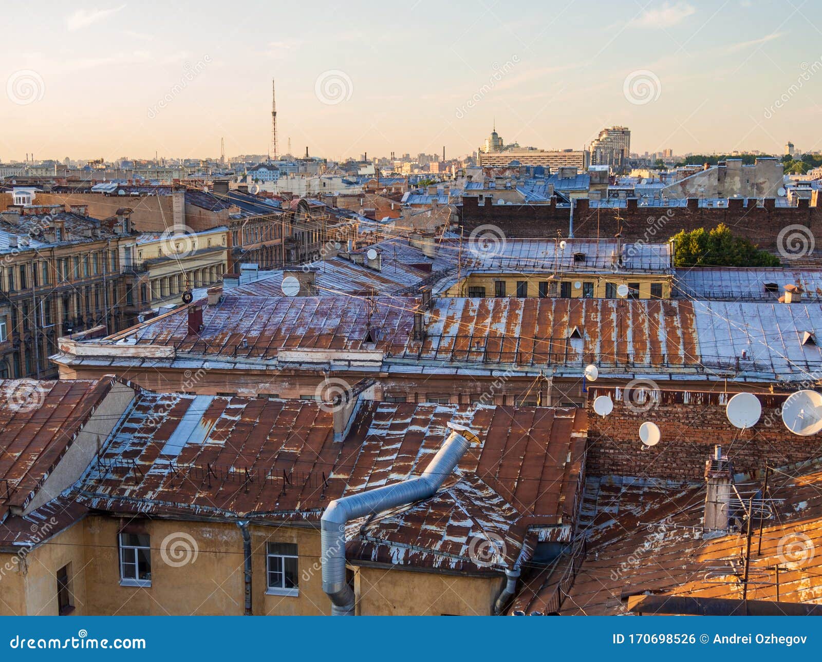 Cityscape View Over the Rooftops of St. Petersburg Stock Photo - Image ...