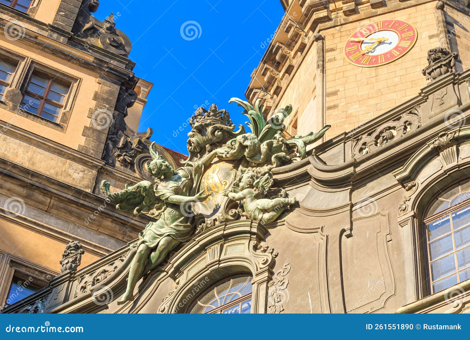 Cityscape - View of Part of the Dresden Castle Close-up, the Tower with ...