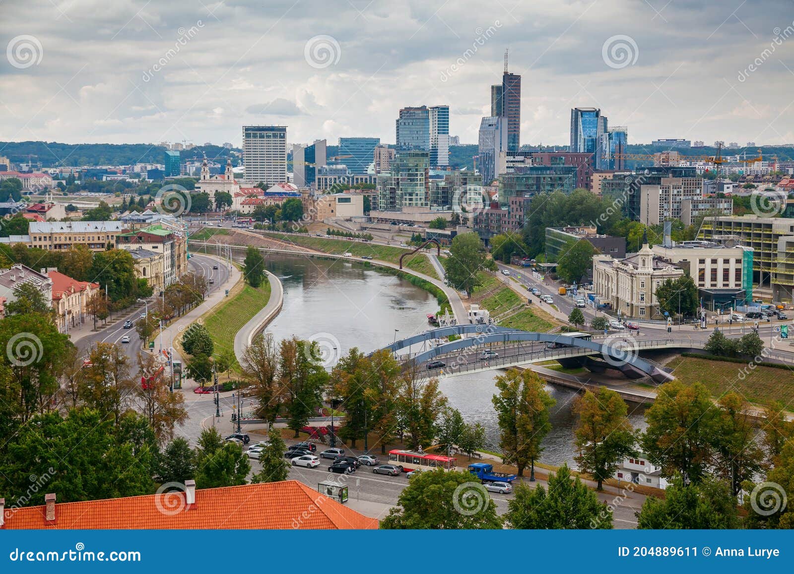 Cityscape with Vilnius Downtown Stock Image - Image of urban, river ...