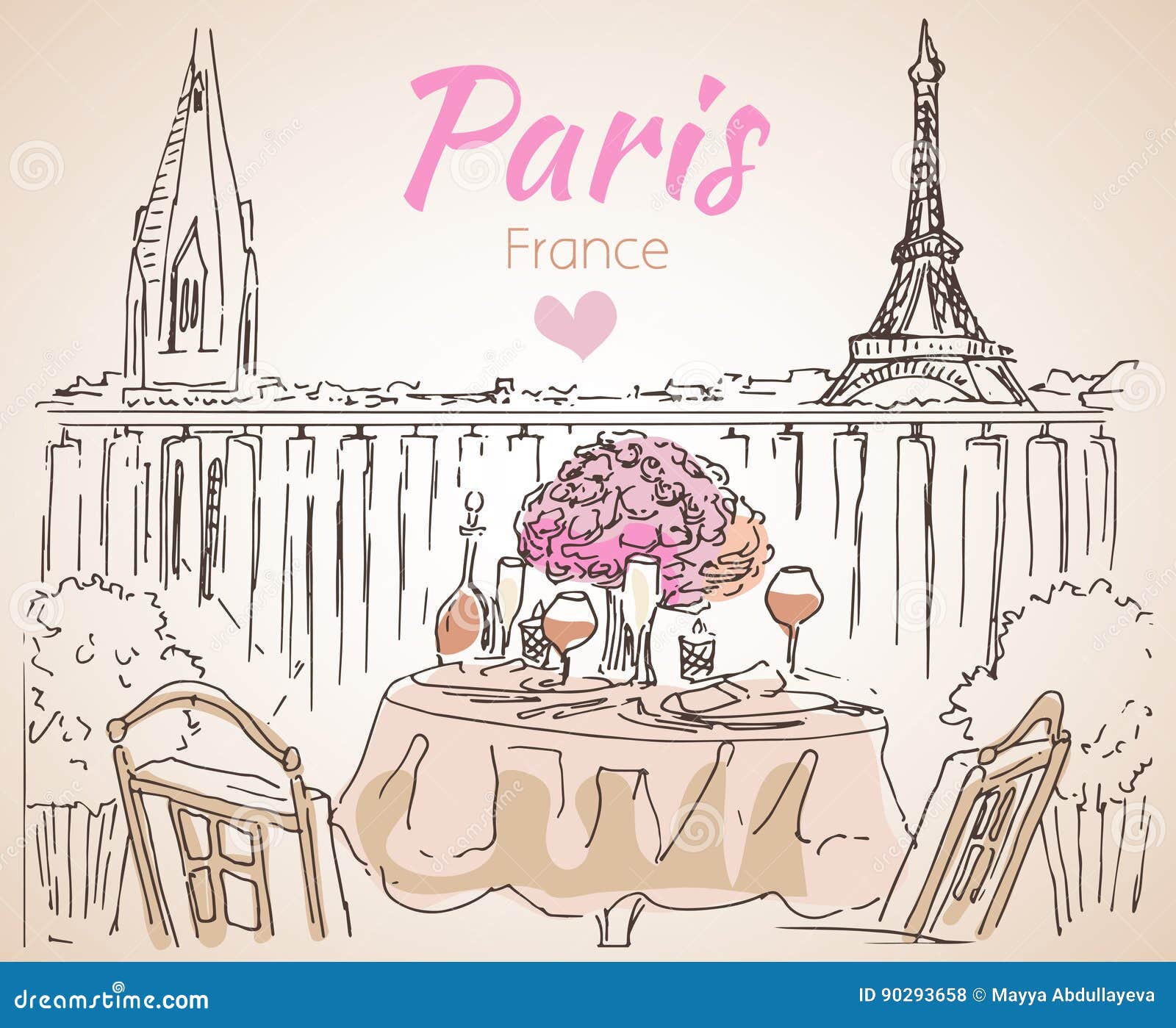 Cityspace Horizontal De Paris Croquis Illustration de Vecteur ...