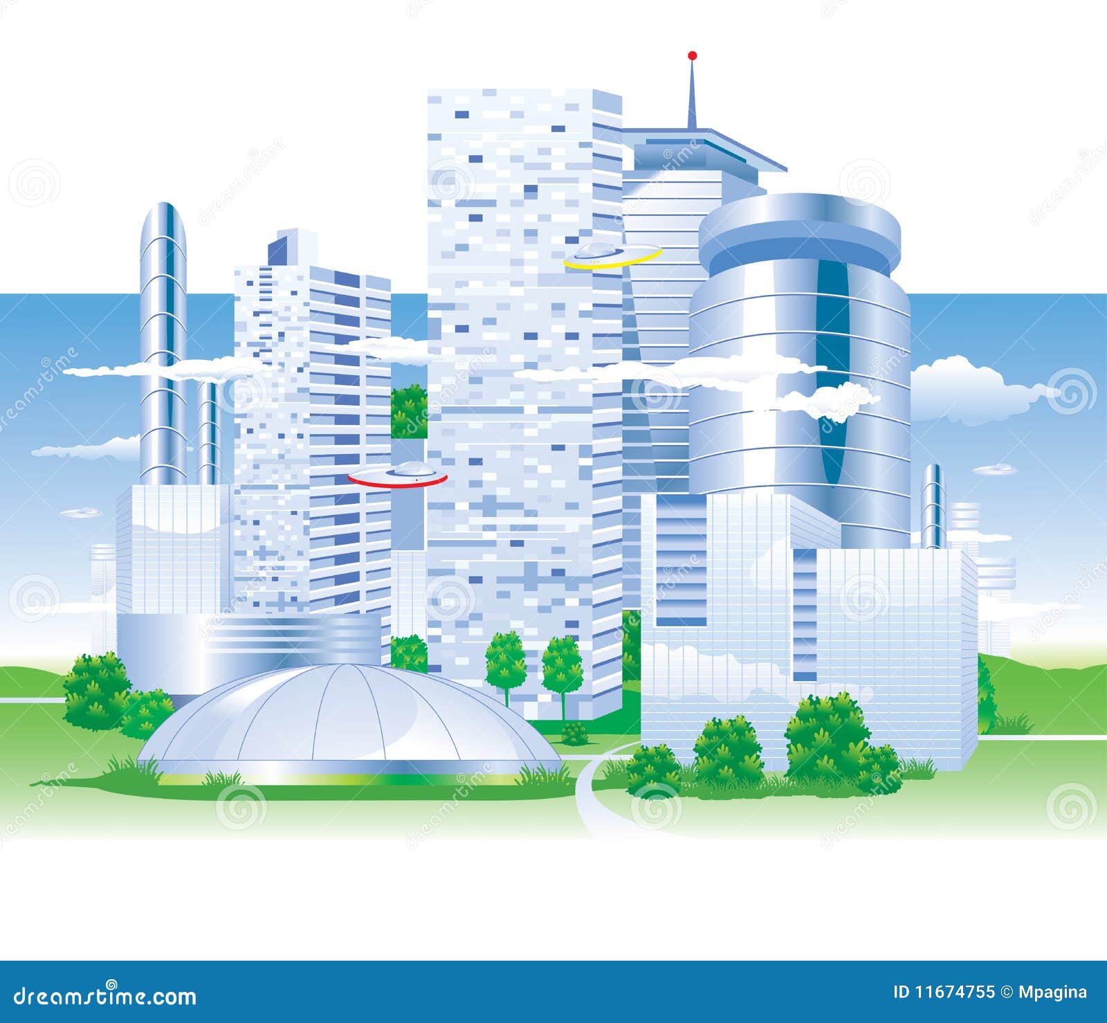 Ciudad del futuro ilustración del vector. Ilustración de azul - 11674755