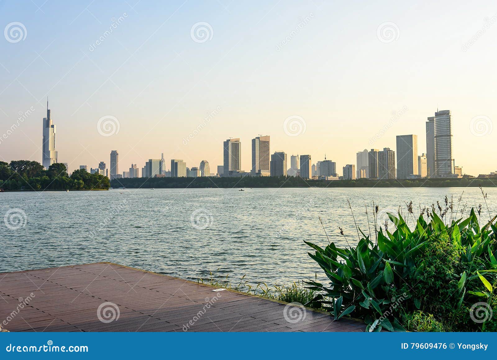 Ciudad Del Lago Y De Nanjin Xuanwu Foto de archivo - Imagen de napper ...