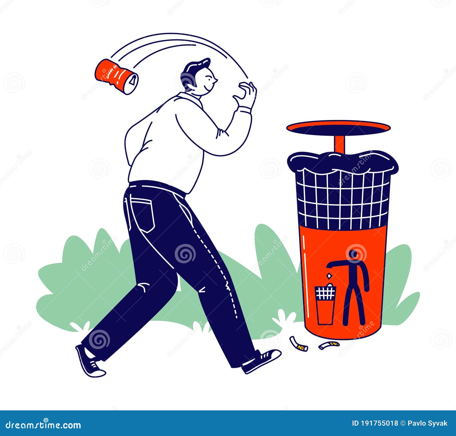 Ciudadano Irresponsable Pasando Por Un Basurero Tirando Basura En El