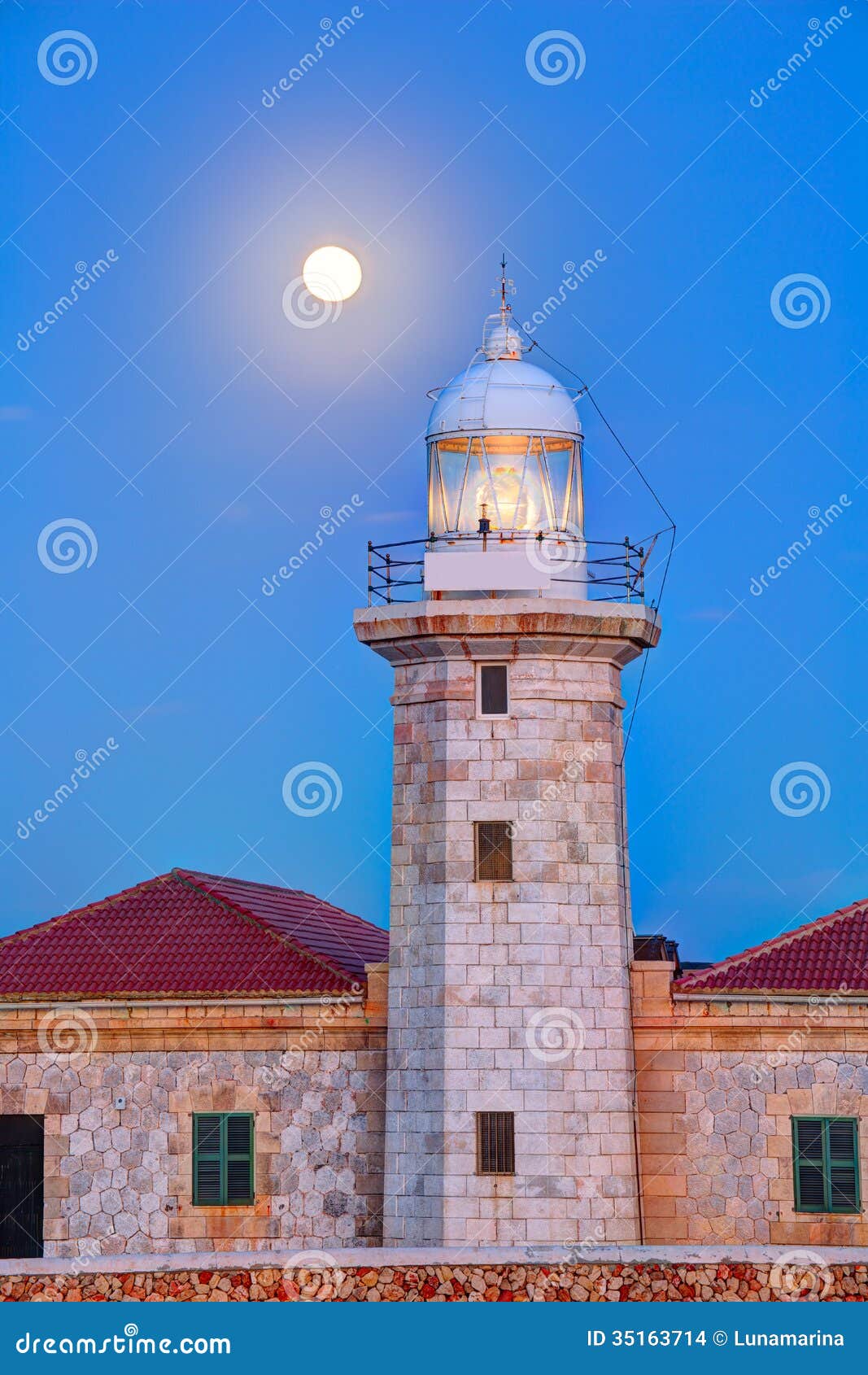 Ciutadella Menorca Punta Nati Lighthouse Moon Shine Stock Photo - Image ...