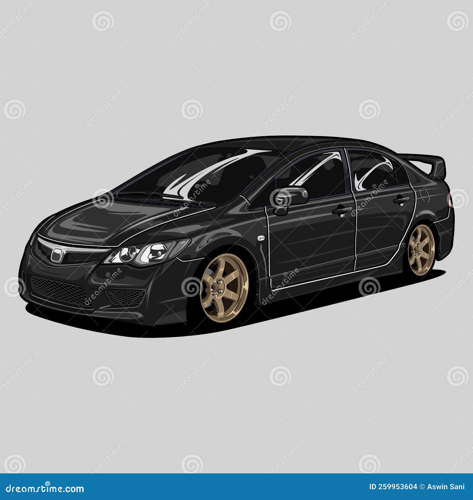 Civic FD2 Type R stock vector. Illustration of sticker - 259953604