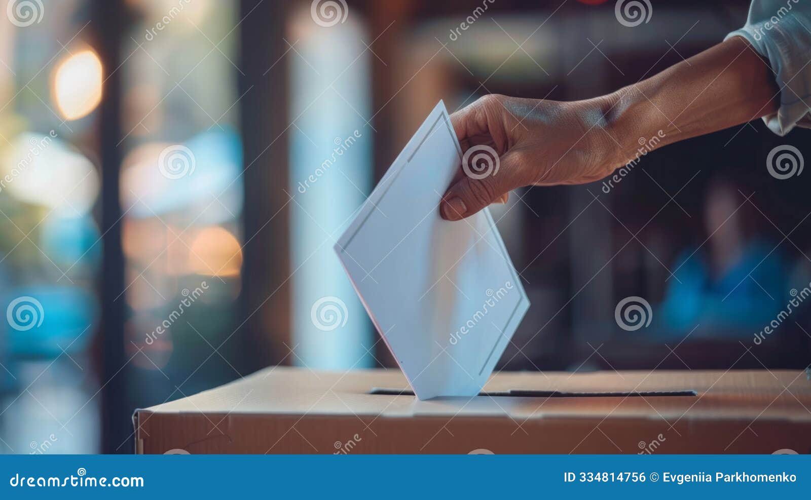 Civic Participation: Close-Up of Hand Casting Ballot in Election Box ...