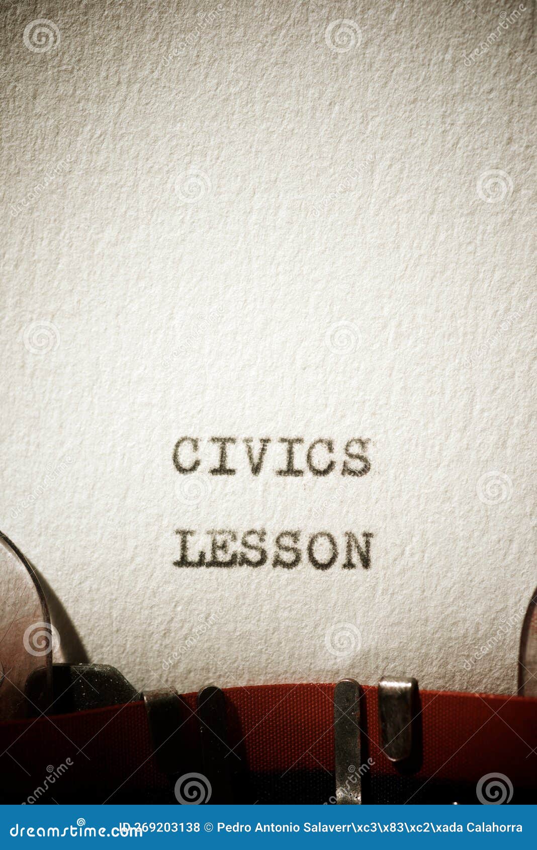 Civics lesson text stock photo. Image of page, typewriter - 269203138