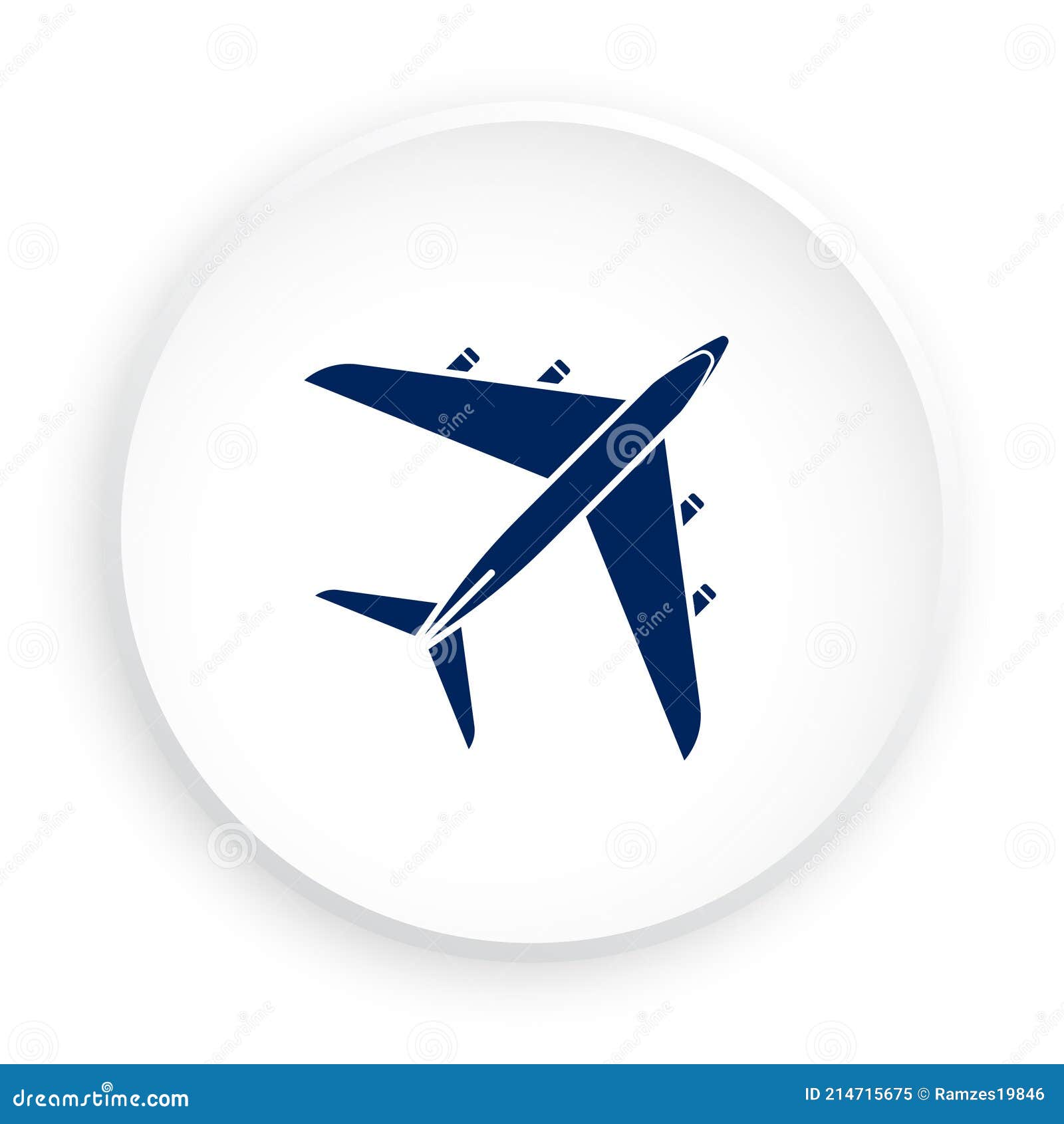 Civil Aircraft Icon In Neomorphism Style For Mobile App. Button For ...