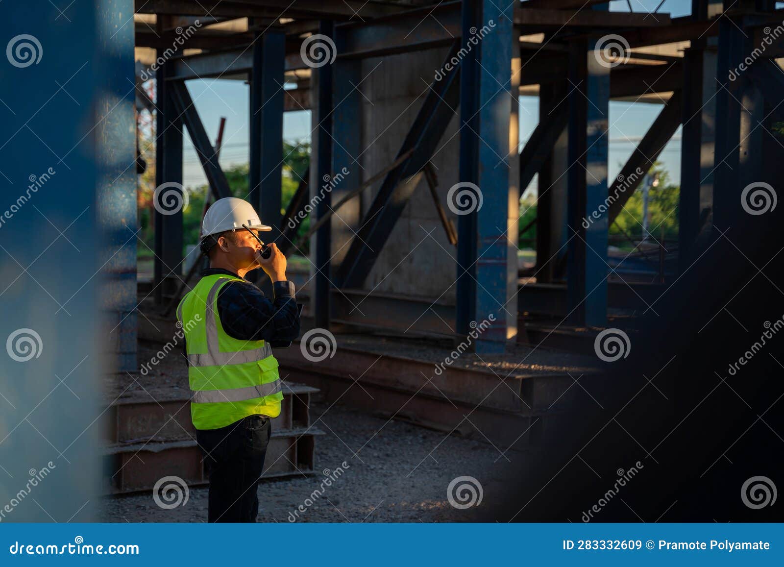 Civil Architect Engineer Inspecting Structure Road Construction Of ...