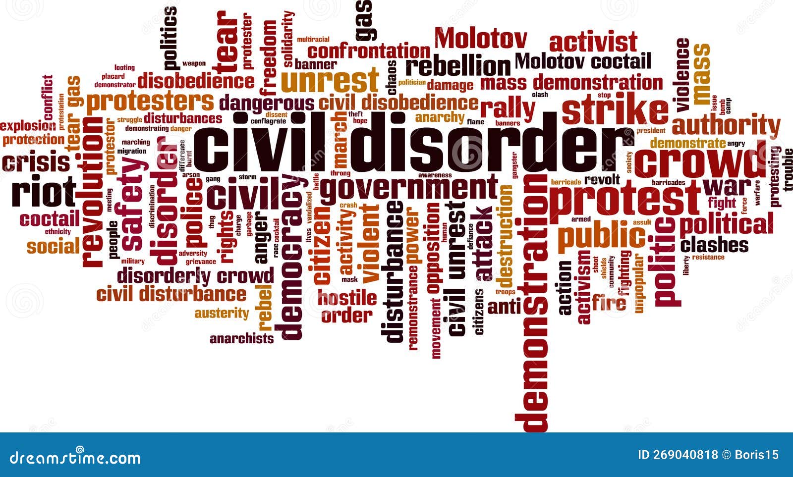 Civil disorder word cloud stock vector. Illustration of collage - 269040818
