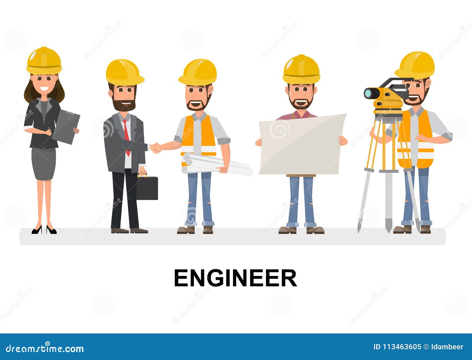 Civil Engineer, Architect and Construction Workers Characters Gr Stock ...