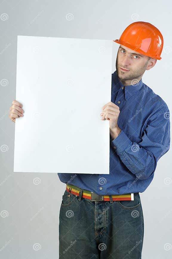 Civil Engineer and Blank Sign Stock Photo - Image of hardhat, helmet ...