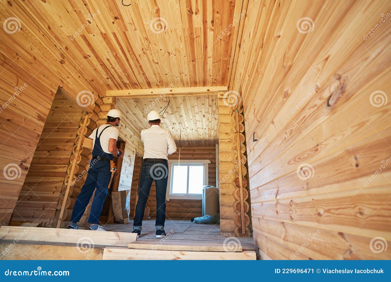 Civil Engineer and Builder Watching at Room in Development Stock Image ...