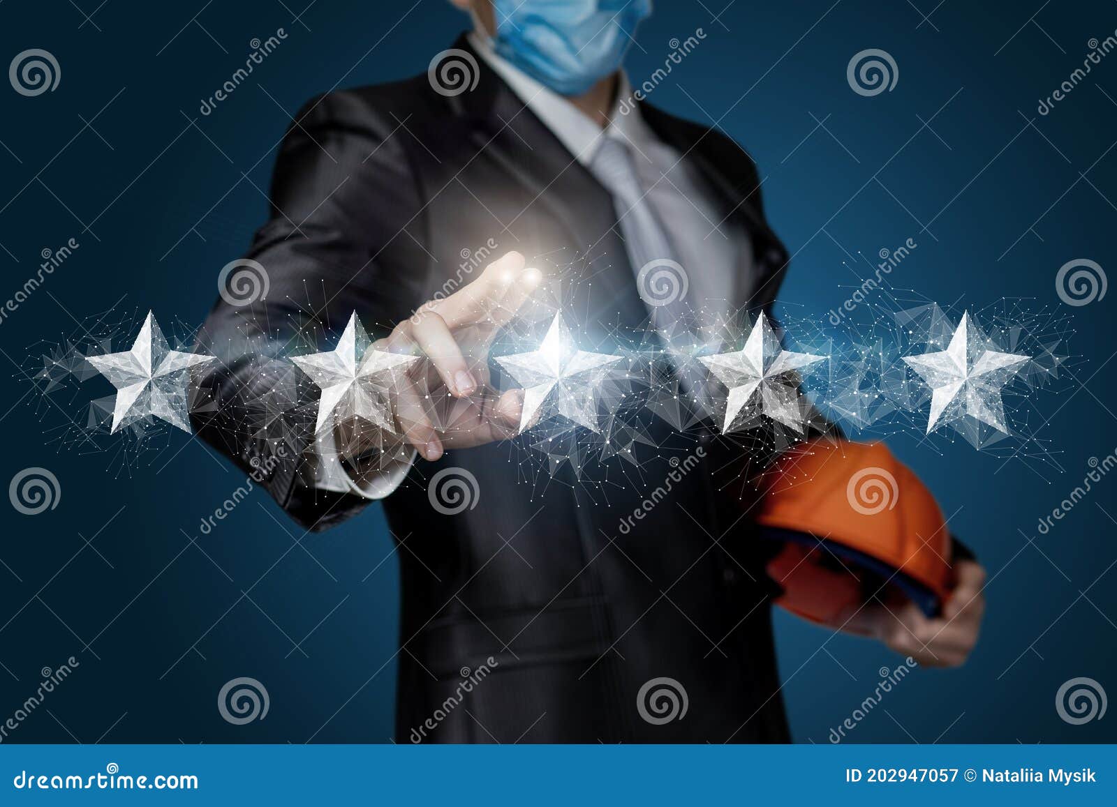 A Civil Engineer Clicks on the Rating Stars Stock Image - Image of ...