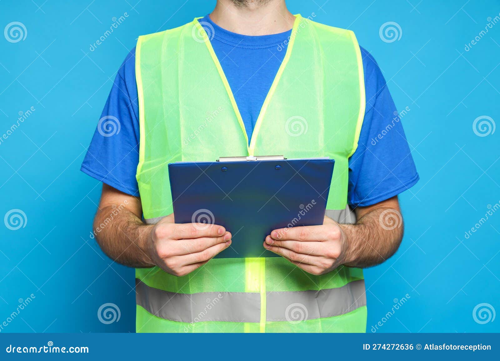 Civil Engineer with Clipboard on Blue Background Stock Photo - Image of ...
