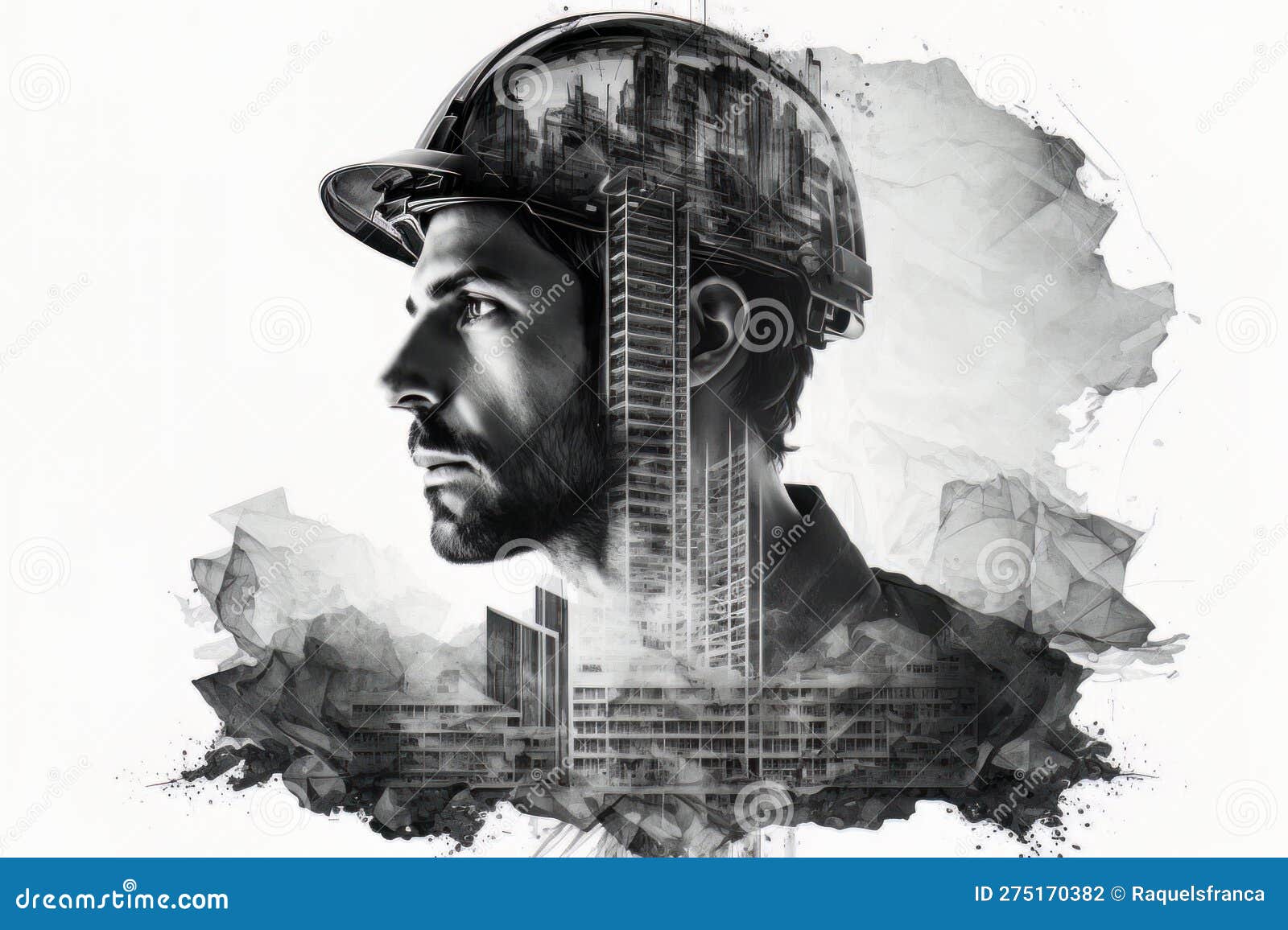 Civil Engineer and Construction Work, Double Exposure Effect ...