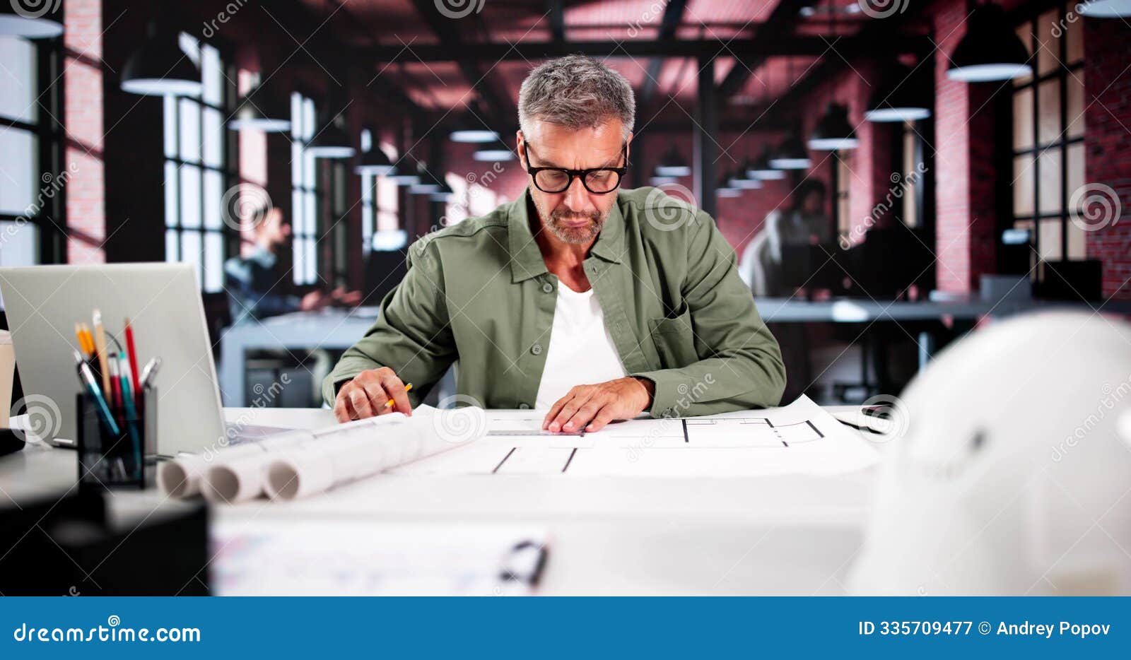 Civil Engineer Drawing Architecture Plan Stock Image - Image of drawing ...