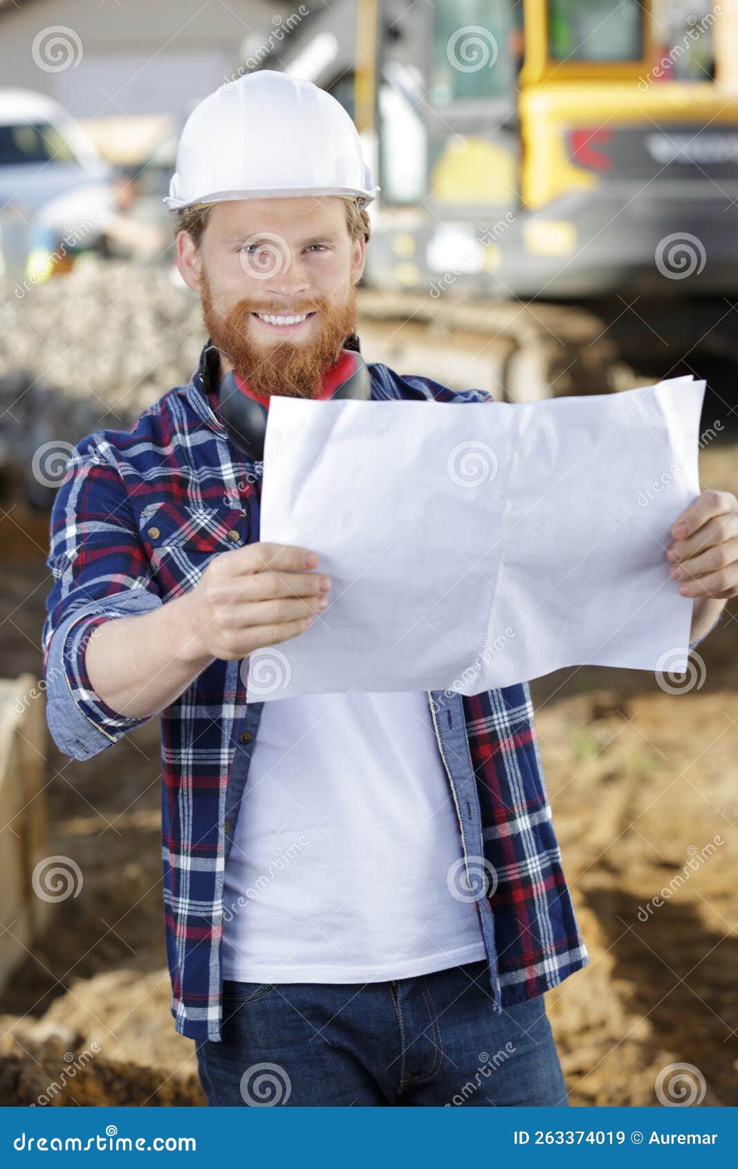 Civil Engineer Examining Blueprint Stock Image - Image of checking ...