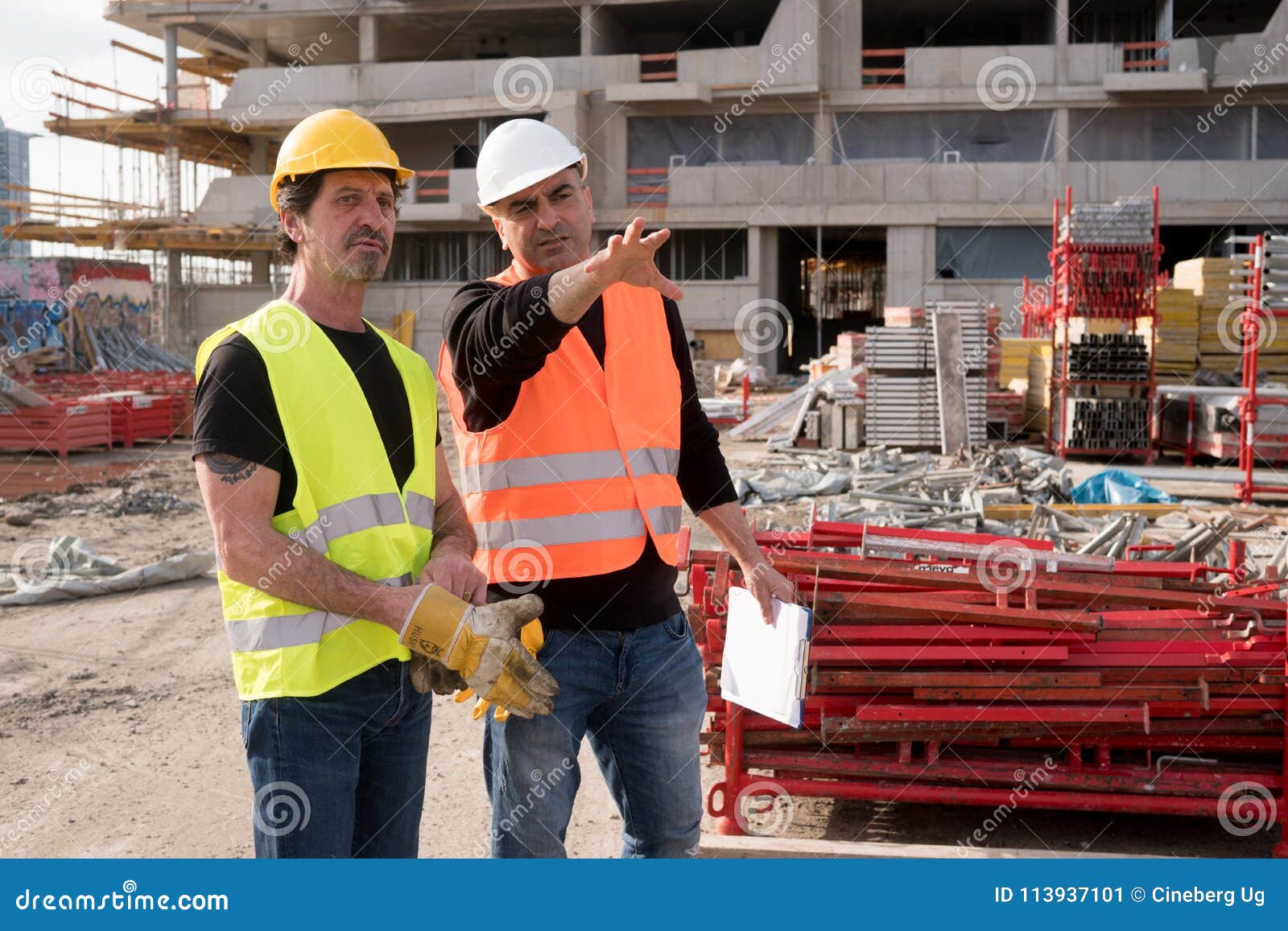 Foreman at Work with a Construction Worker Stock Image - Image of ...