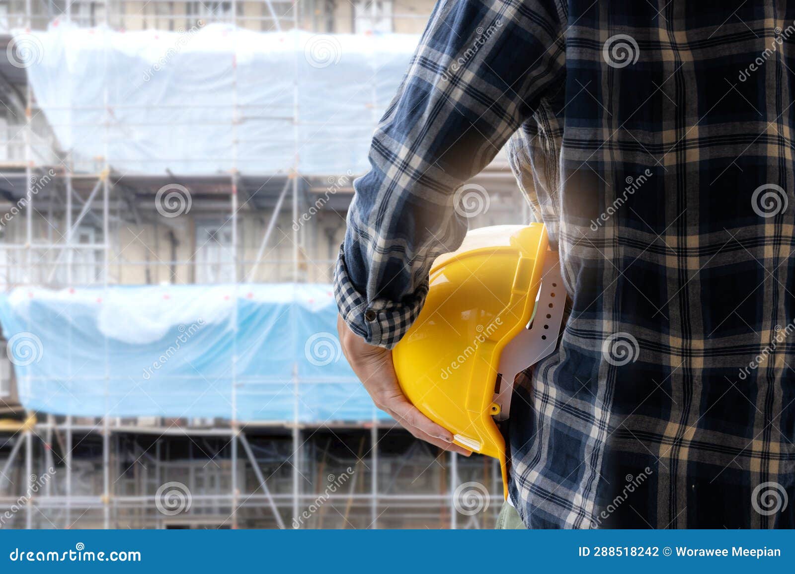 Civil Engineer Holding Hard Hat Building Estate Construction Background ...