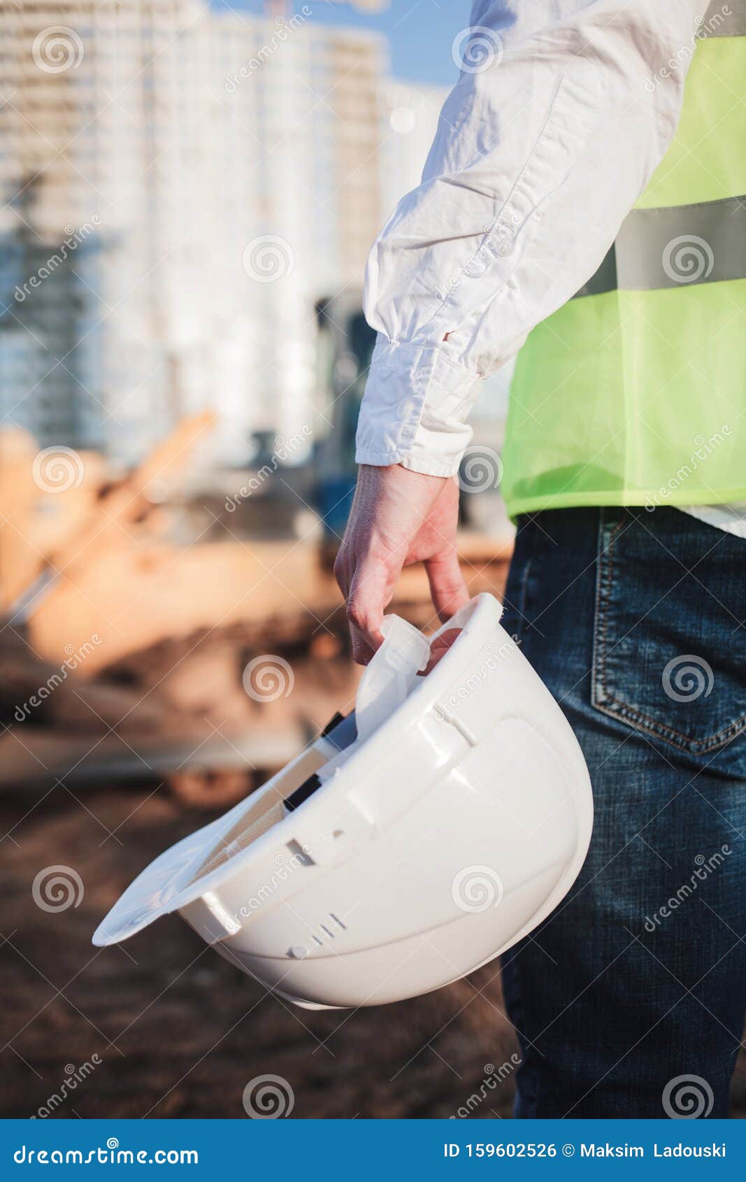 A Civil Engineer Holds a Helmet in His Hand Stock Photo - Image of ...