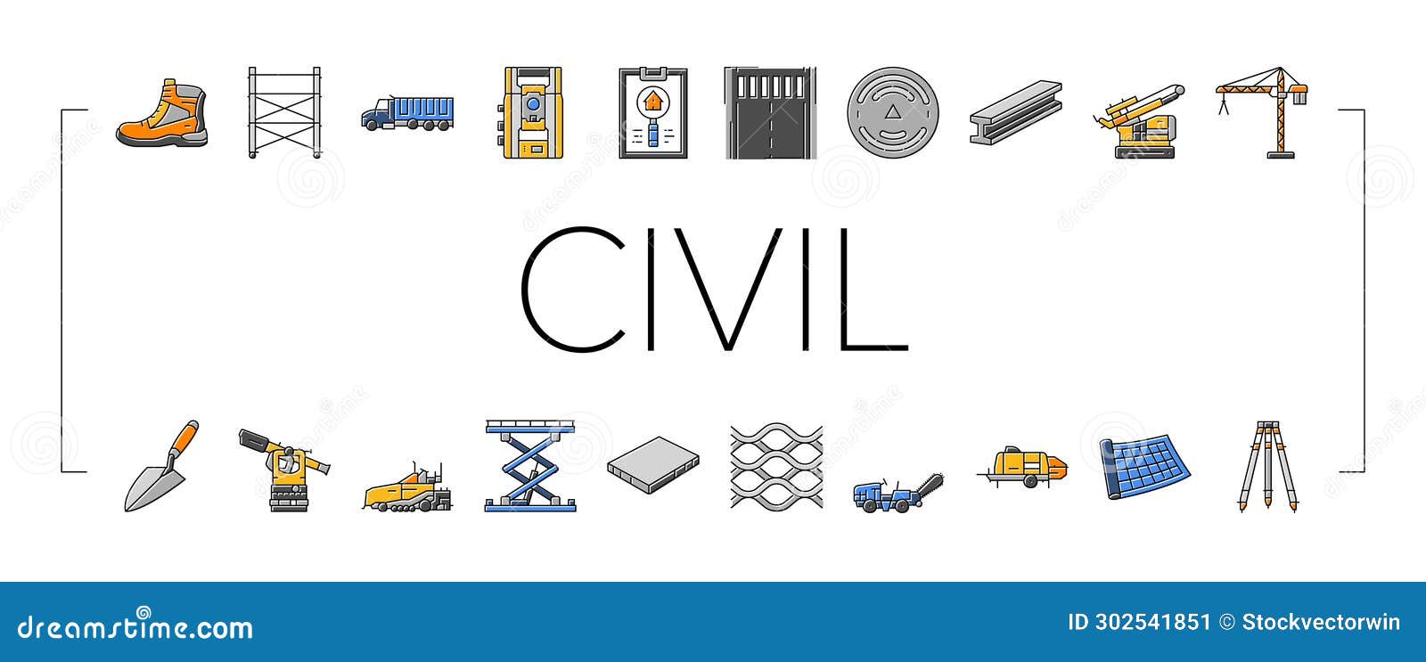 Civil Engineer Industry Building Icons Set Vector Stock Vector ...