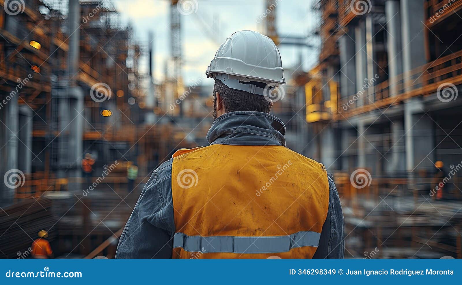 Civil Engineer Inspecting Construction Progress at Urban Development ...