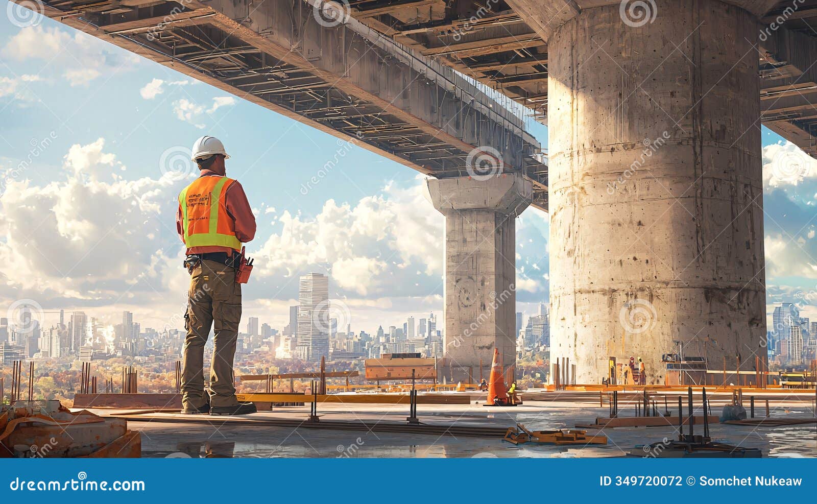 Civil Engineer Inspects Structural Integrity of Urban Bridge Under ...
