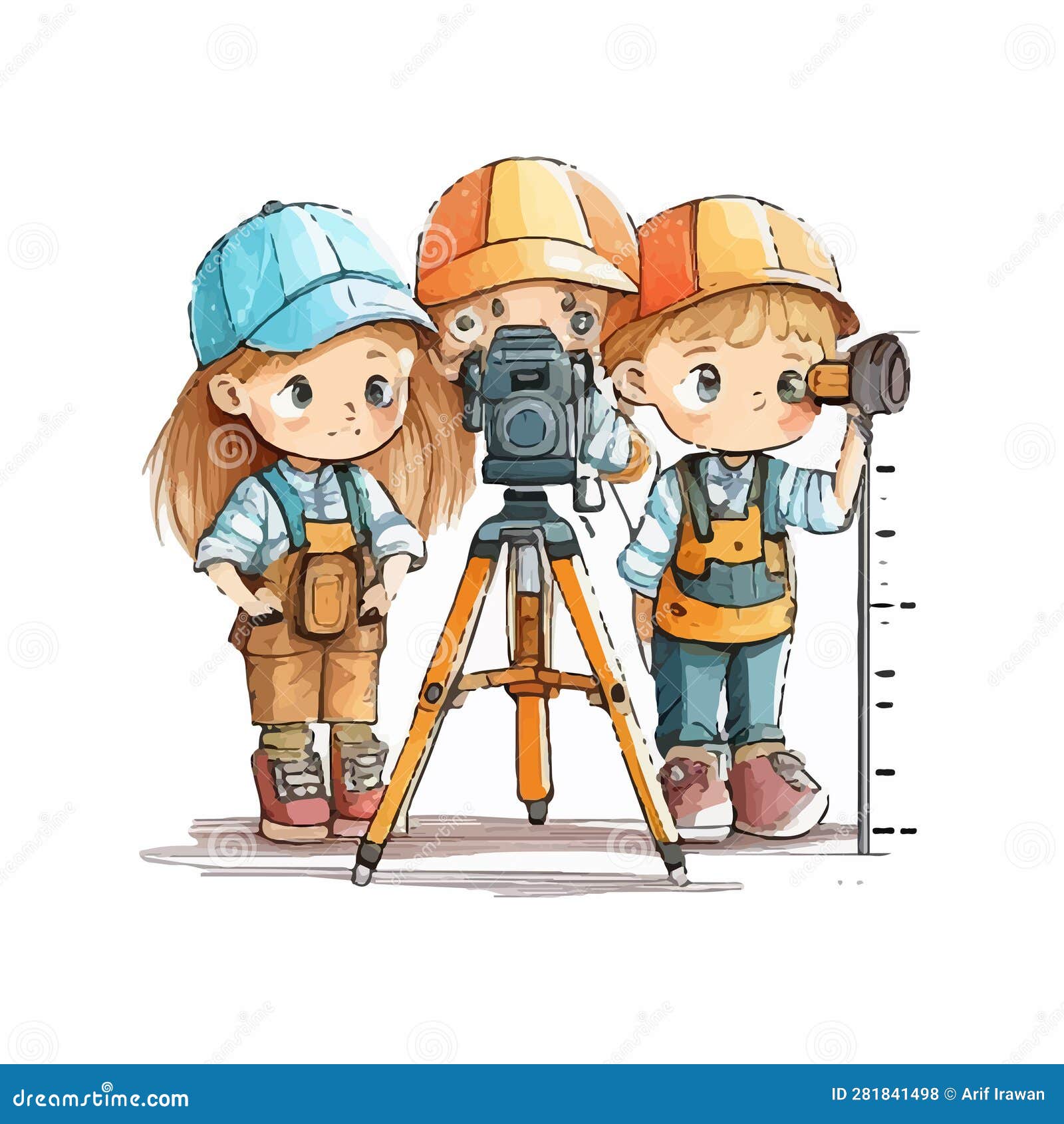 Civil Engineer Kids Water Color Vector Concept Stock Vector ...