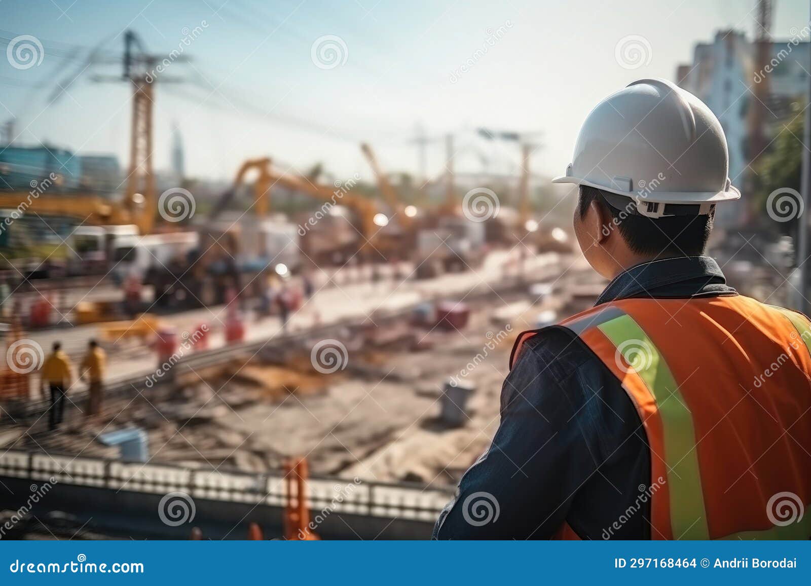Civil Engineer Overseeing Road Construction Project. Stock Illustration ...