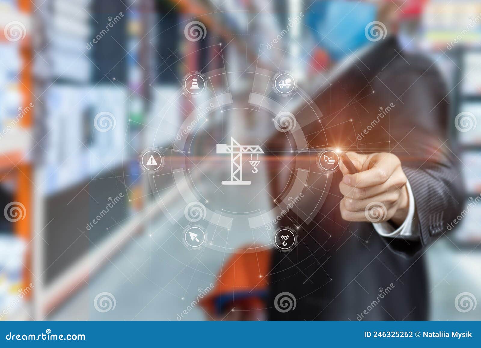 Civil Engineer Pointing at Construction Interface Stock Photo - Image ...