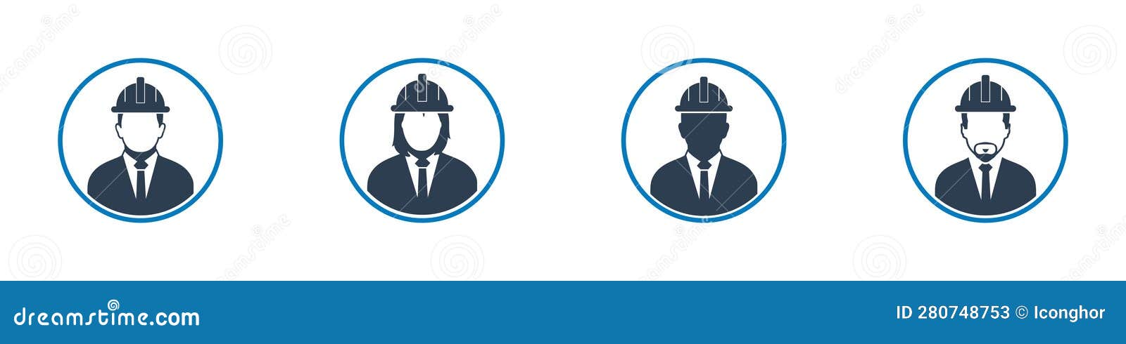 Civil Engineer Profile Icon Set. Stock Vector - Illustration of symbol ...