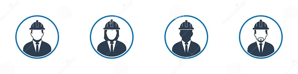 Civil Engineer Profile Icon Set. Stock Vector - Illustration of symbol ...