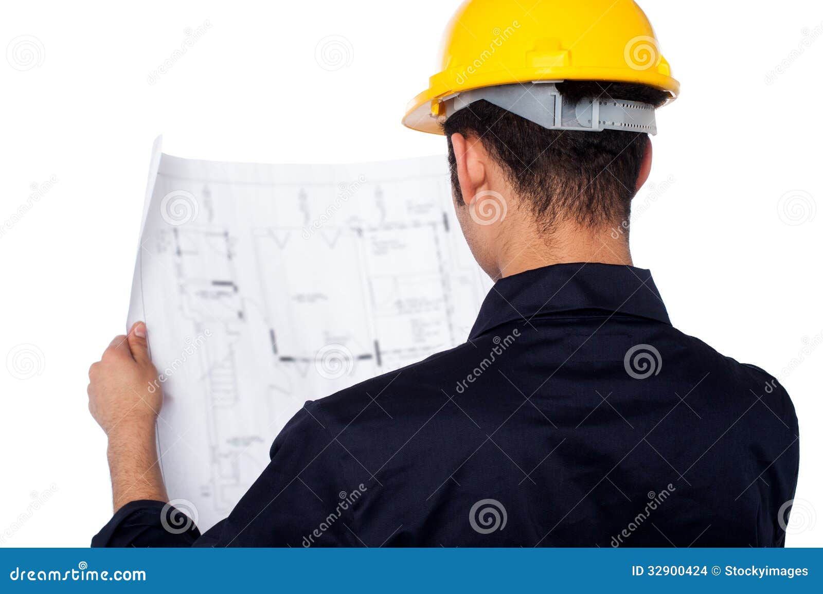 Civil Engineer Reviewing Blueprint Stock Photo - Image of plan ...
