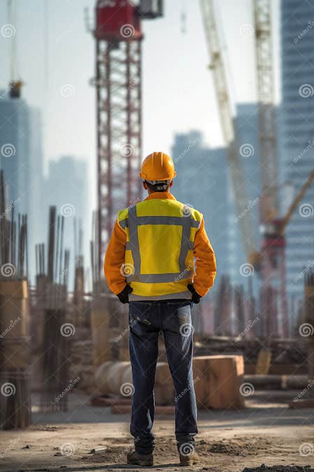 Civil Engineer Standing at the Construction Site. Generative AI Stock ...