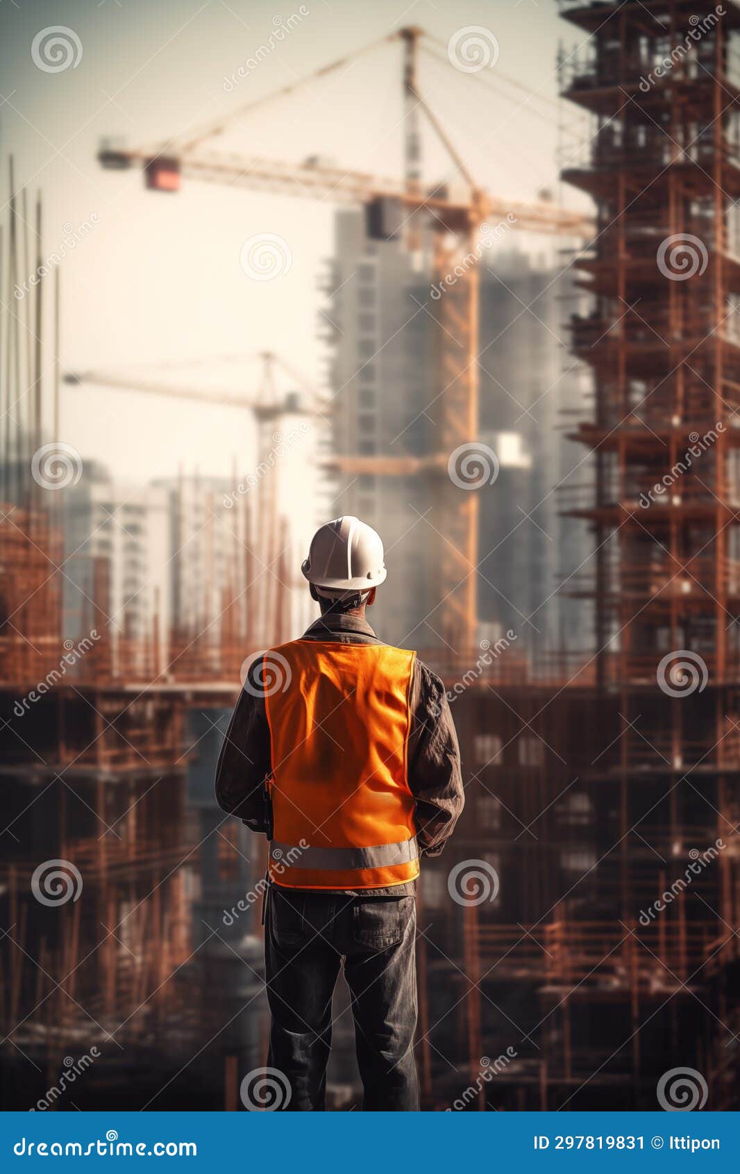 A Civil Engineer Standing at the Construction Site. Stock Illustration ...