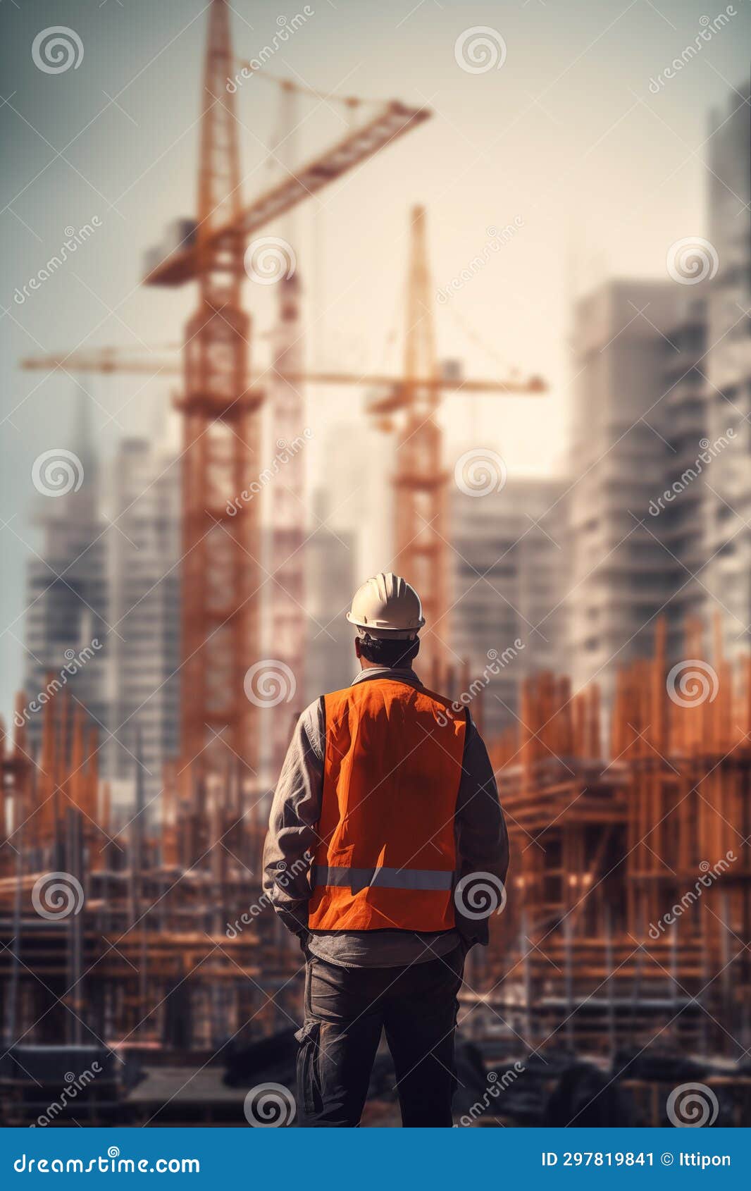 A Civil Engineer Standing at the Construction Site. Stock Illustration ...