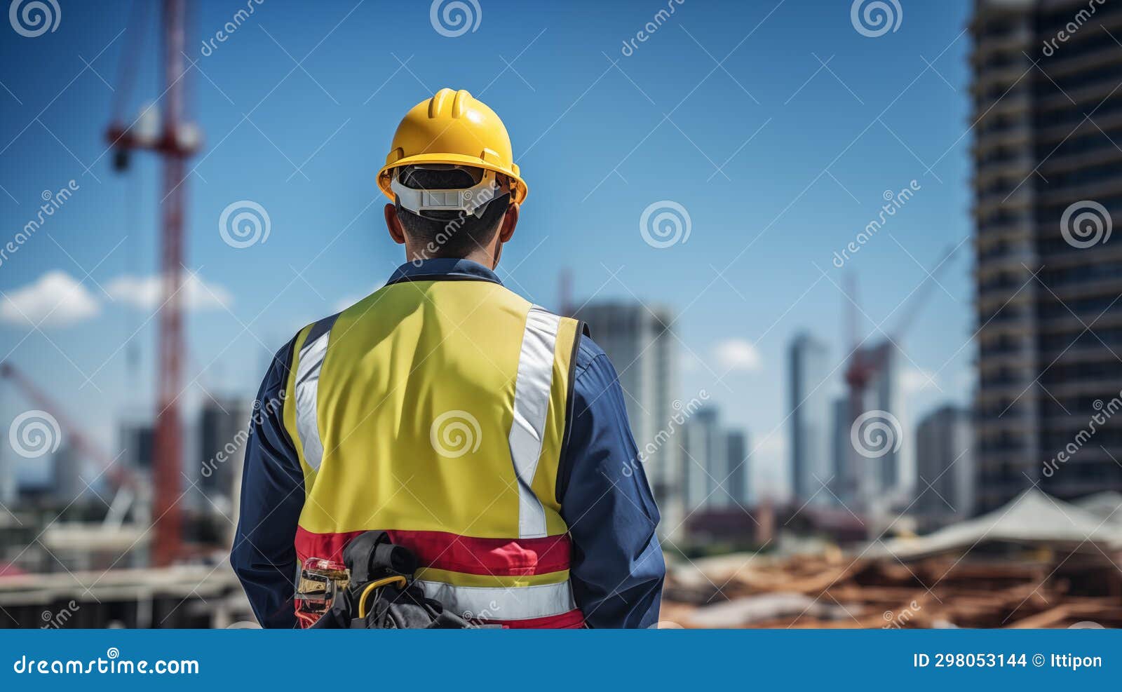 A Civil Engineer Standing at the Construction Site. Stock Illustration ...