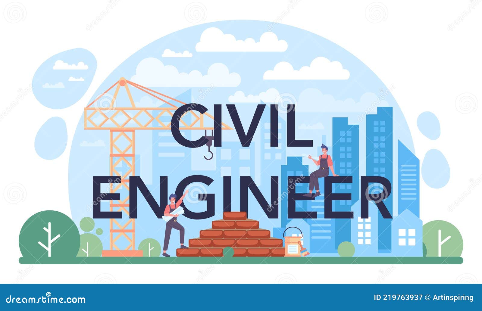 Civil Engineer Typographic Header. Professional Occupation of Designing ...