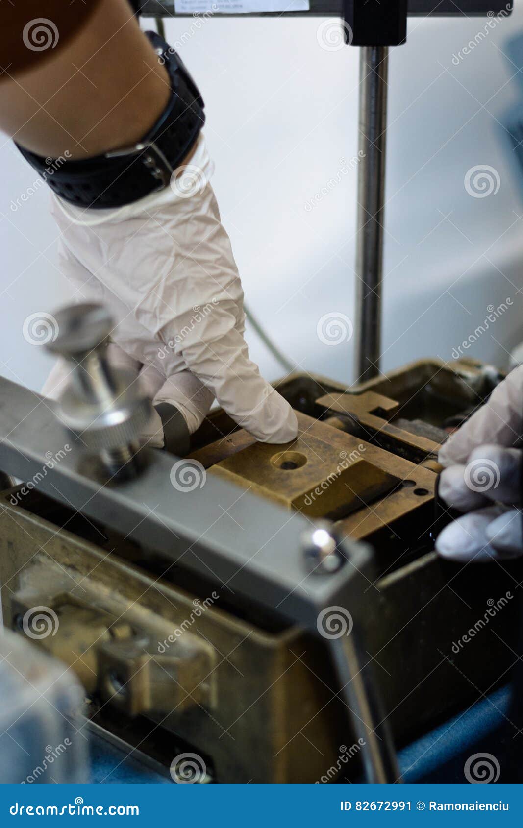 Civil Engineer Using a Direct Shear Test Box for Soil Parameters ...