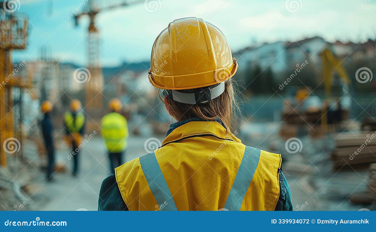 Civil Engineer or Work Safety Officer on Construction Site. Copy Space ...