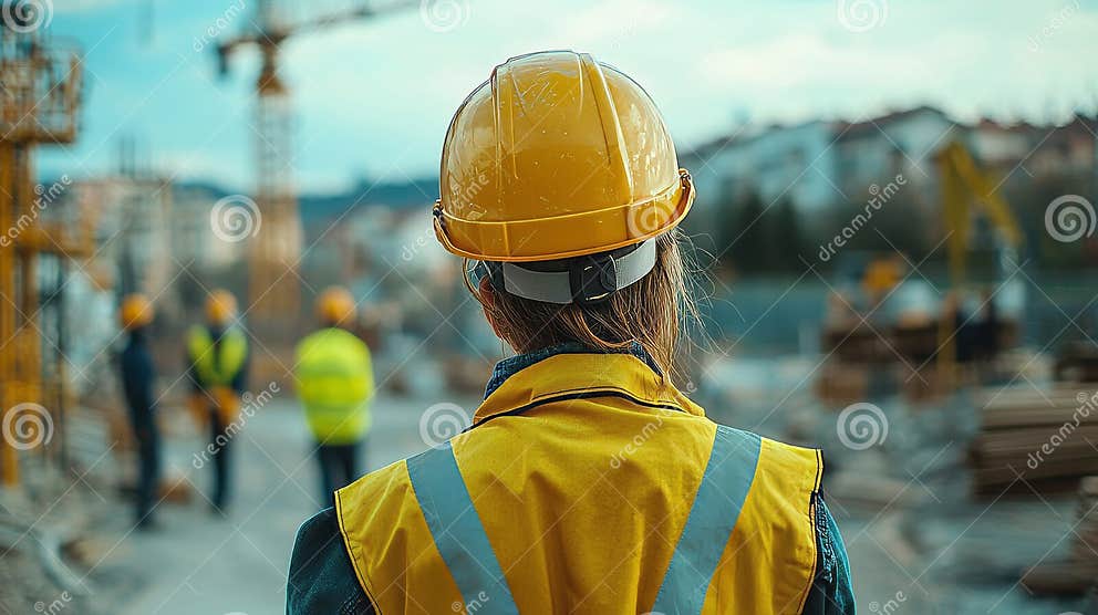 Civil Engineer or Work Safety Officer on Construction Site. Copy Space ...
