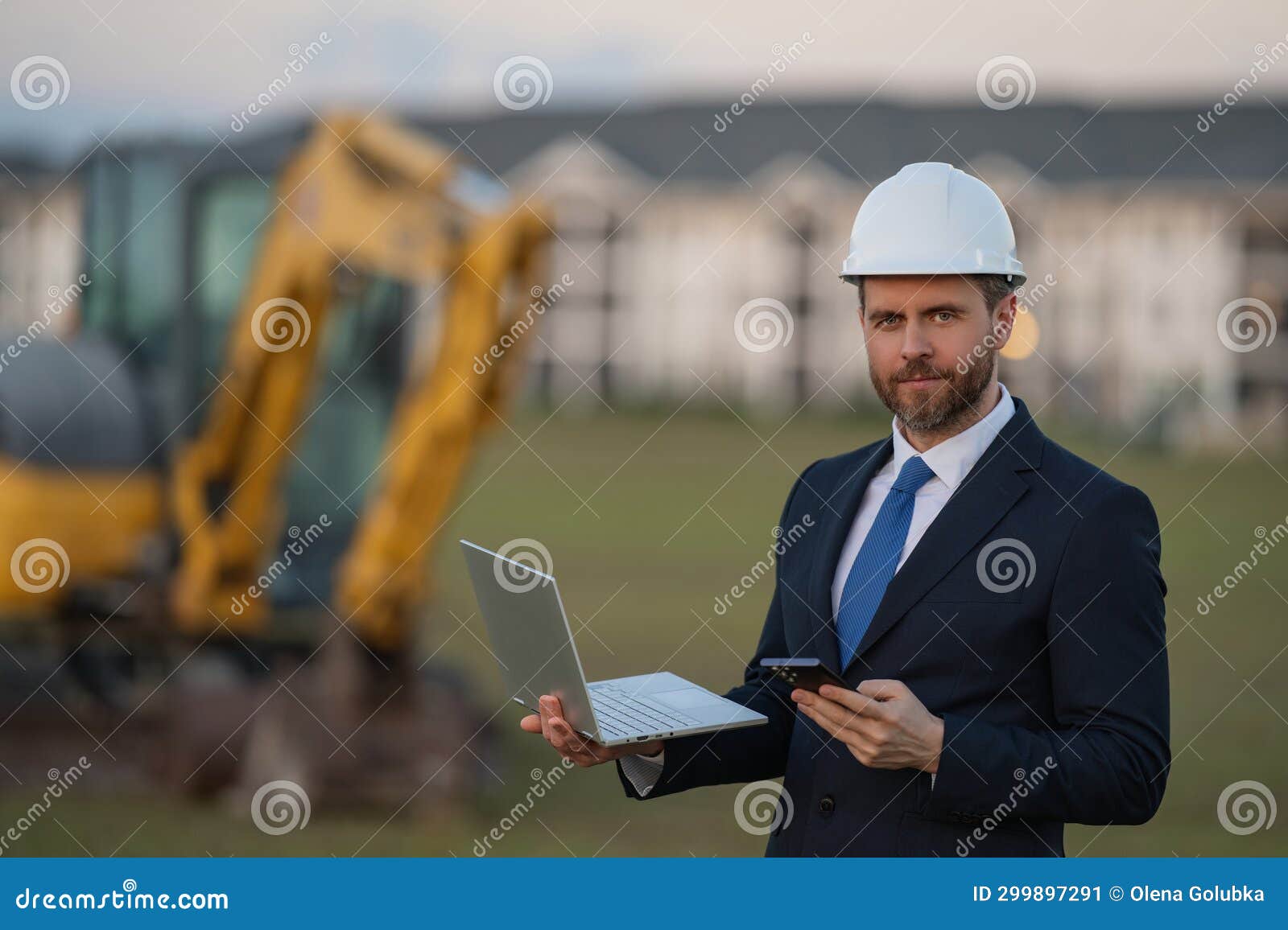 Civil Engineer Worker at a Construction Site. Engineer Man in Front of ...